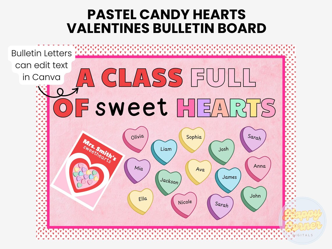 A Class Full of Sweethearts Valentine's Day Bulletin Board Kit Editable ...