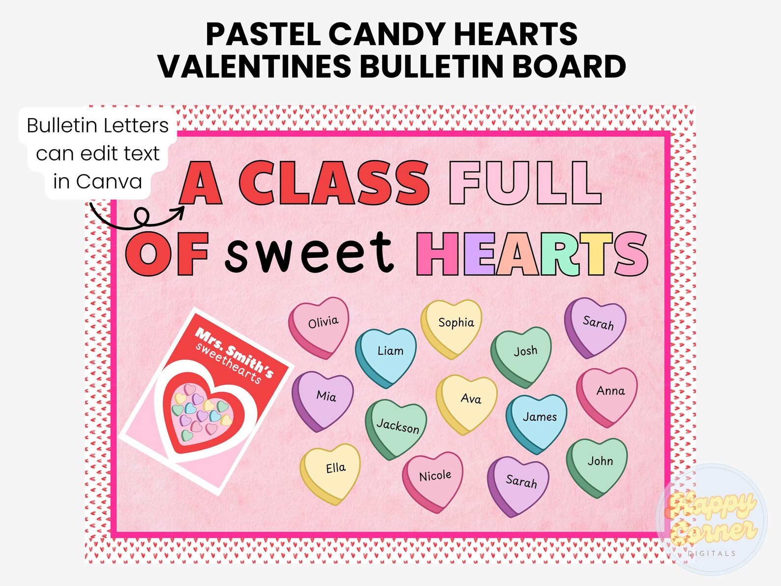 A Class Full of Sweethearts Valentine's Day Bulletin Board Kit Editable ...