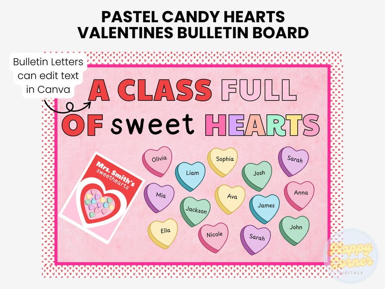 A Class Full of Sweethearts Valentine's Day Bulletin Board Kit Editable ...