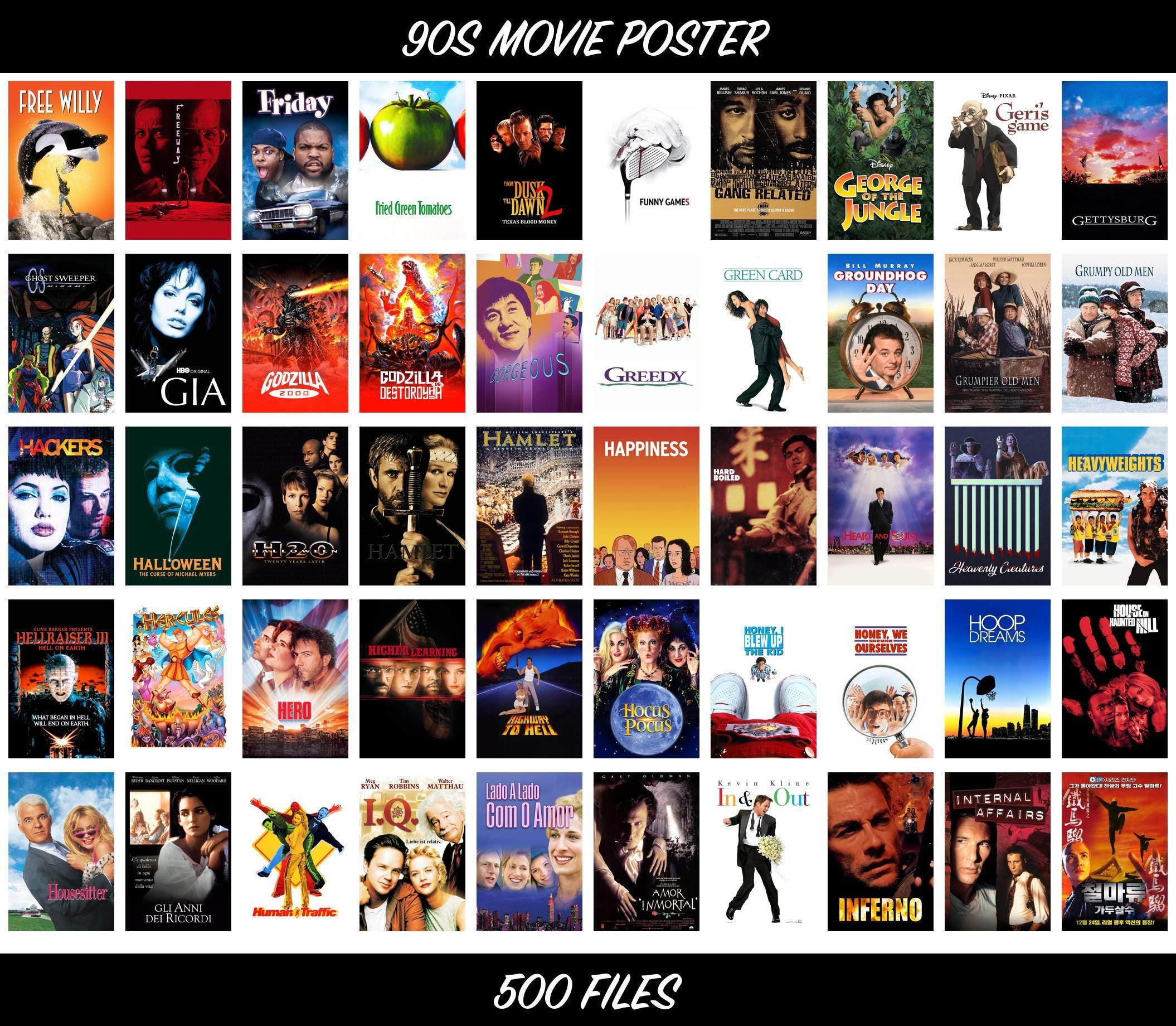 500+ 90s Movie Posters, 1990s Classic Movie Prints, Vintage Film ...