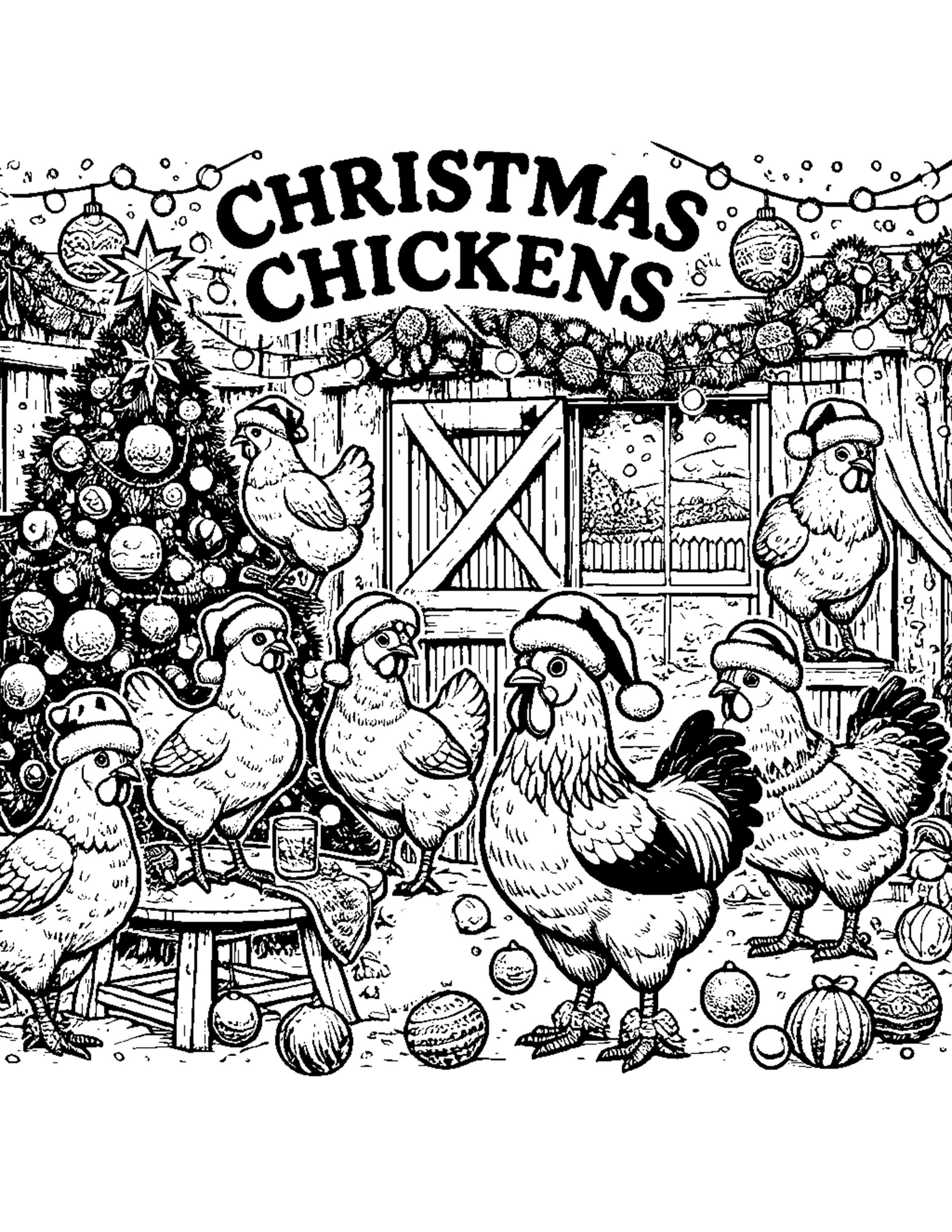 Christmas Chickens Coloring Book | Instant Digital Download | Printable ...