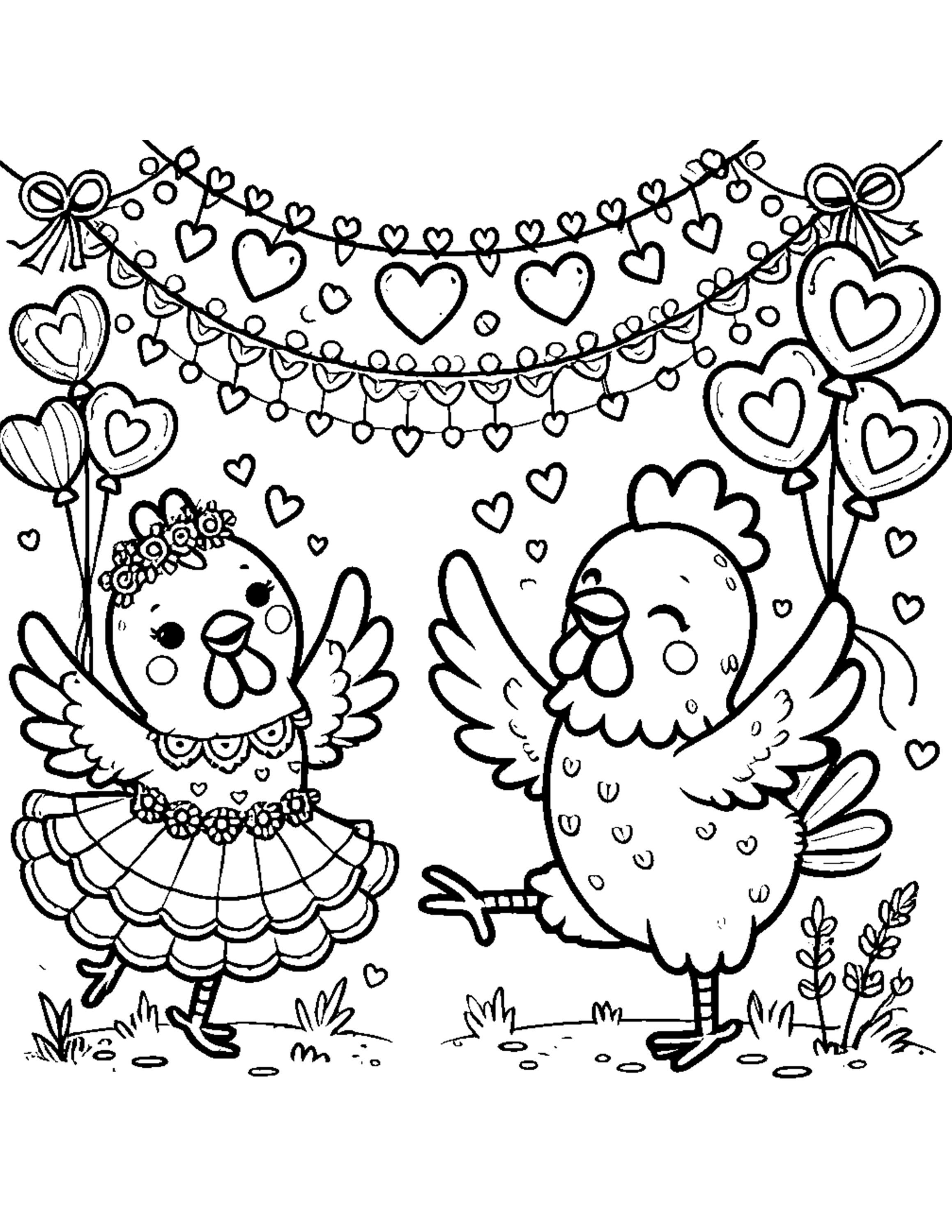 Chicken Valentine's Day Coloring Book | Printable PDF - Etsy