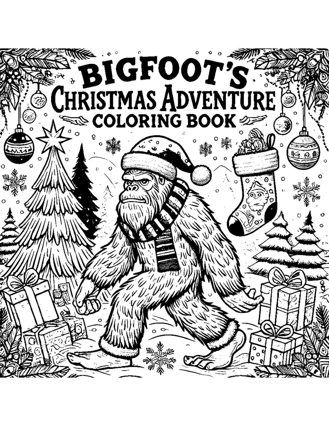 Bigfoot Christmas Coloring Book | Holiday Activity (digital Download ...