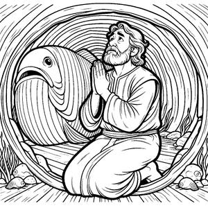 Jonah & the Big Fish Coloring Book | Instant Digital Download ...