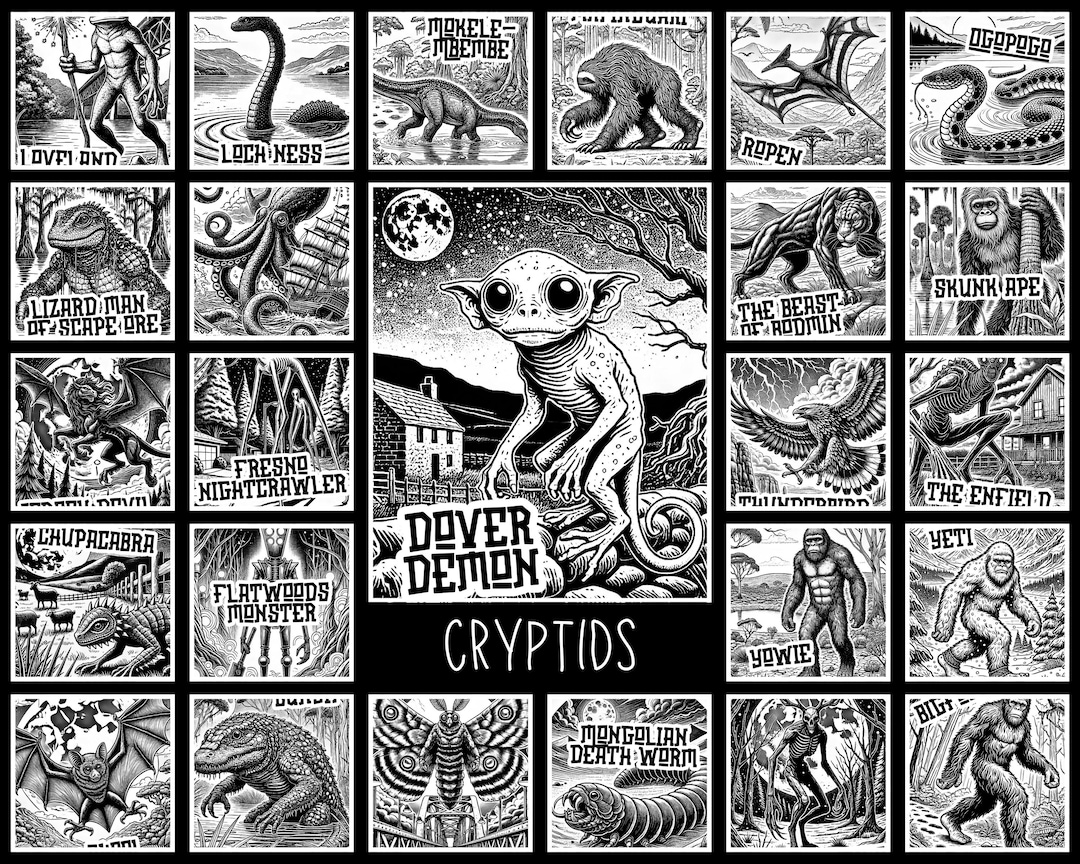 Cryptid Creatures Coloring Book | Instant Digital Download | Printable ...