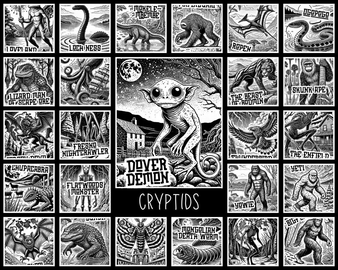 Cryptid Creatures Coloring Book | Instant Digital Download | Printable ...