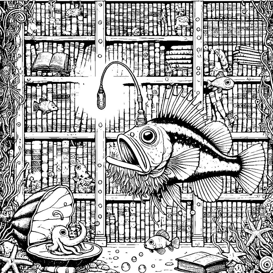 The Angler Fish Coloring Book | Instant Digital Download | Printable ...