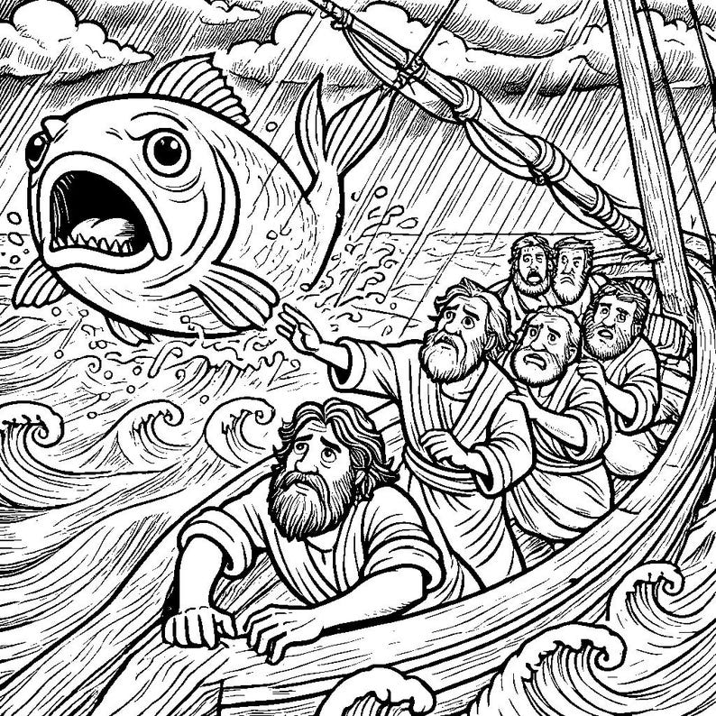 Jonah & the Big Fish Coloring Book | Instant Digital Download ...