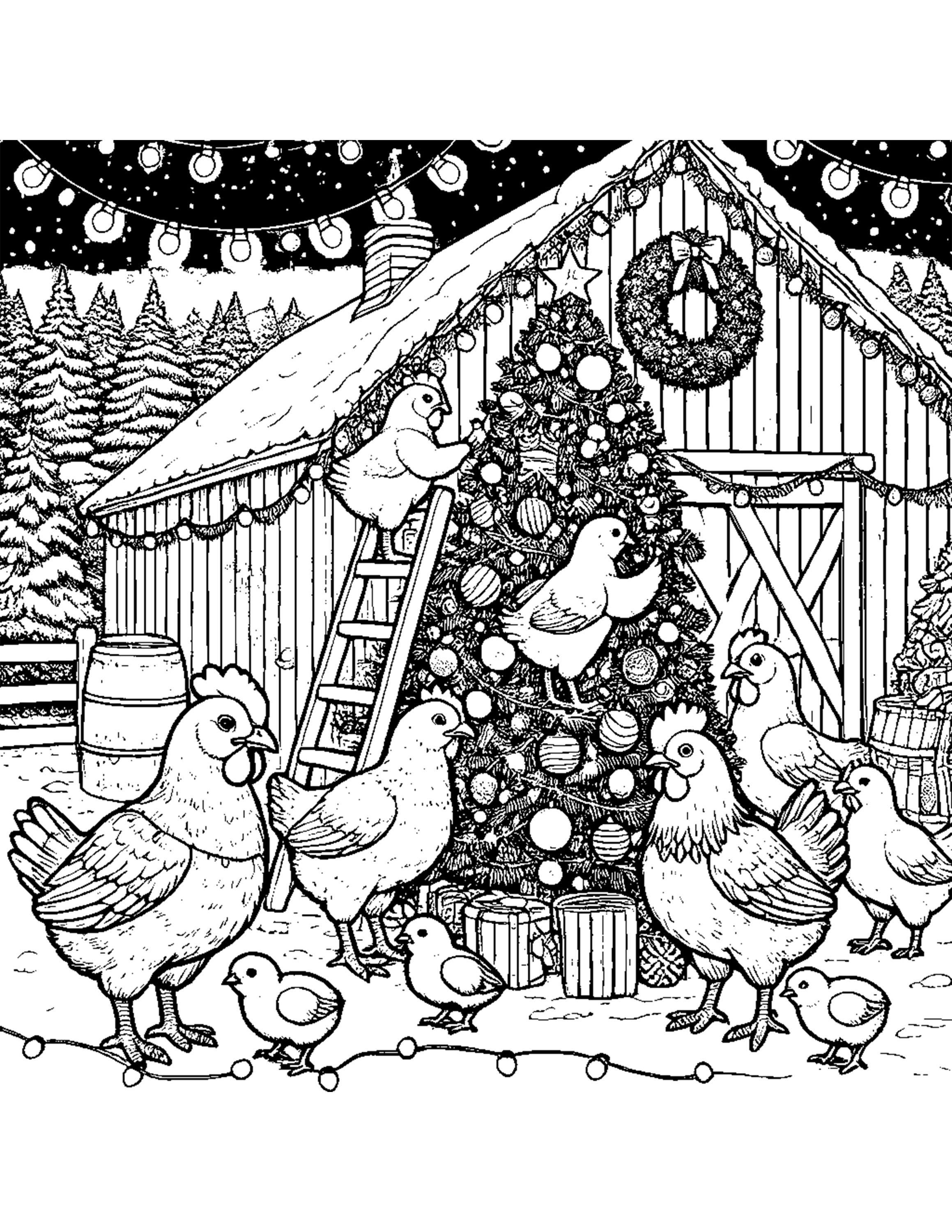 Christmas Chickens Coloring Book | Instant Digital Download | Printable ...