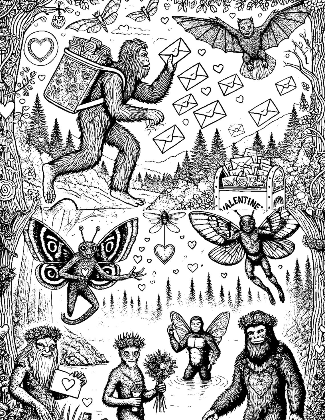 My Cryptid Valentine Coloring Book | Instant Digital Download ...