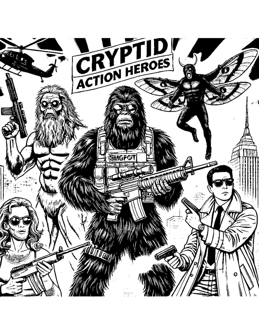 Cryptid Action Heros Coloring Book Instant Digital Download Printable ...