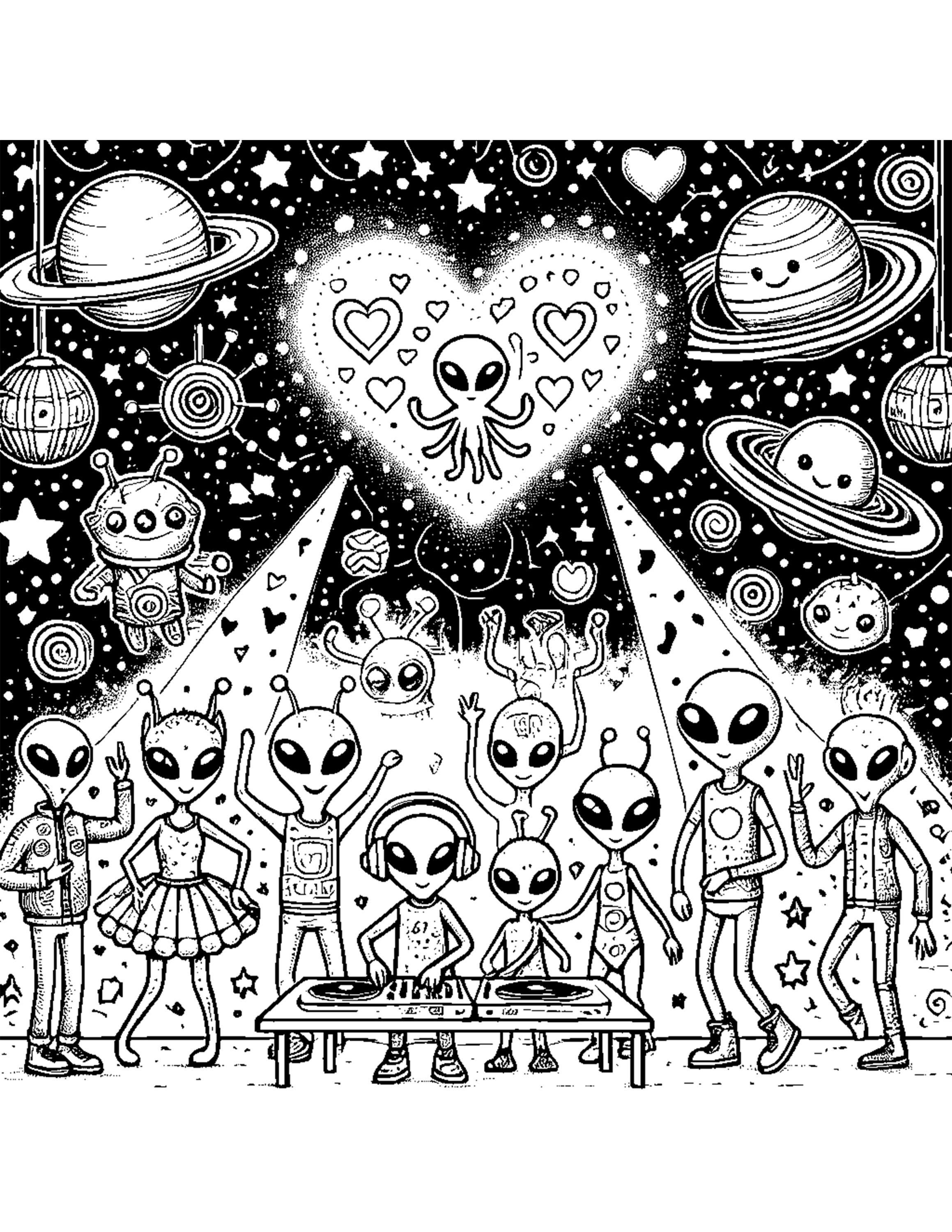 Alien Valentine Coloring Book | Printable PDF, 10 Pages (digital ...