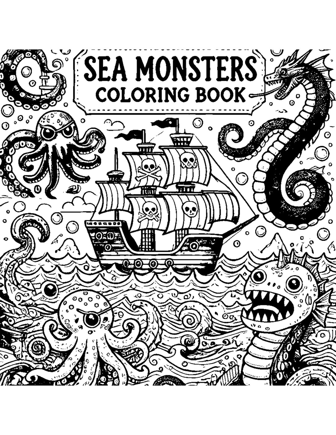 Sea Monsters Coloring Book | Instant Digital Download | Printable Pdfs ...