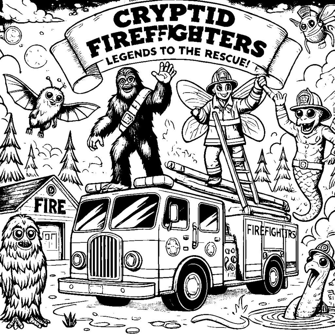 Cryptid Firefighters Coloring Book | Instant Digital Download ...