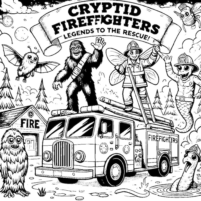 Cryptid Firefighters Coloring Book | Instant Digital Download ...