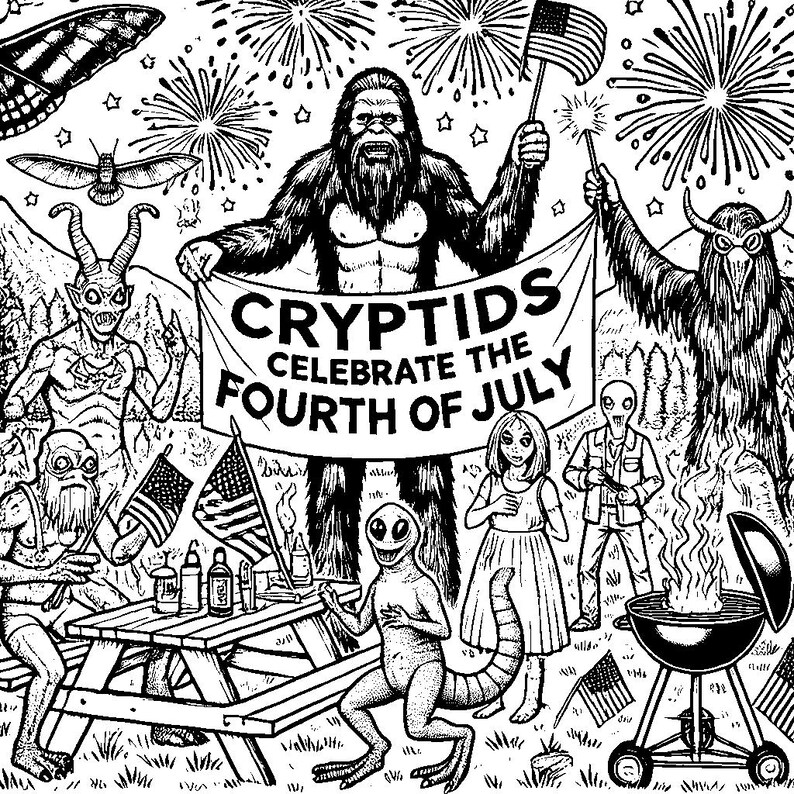 A Cryptid Fourth of July Coloring Book | Instant Digital Download ...