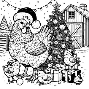 Christmas Chickens Coloring Book | Instant Digital Download | Printable ...