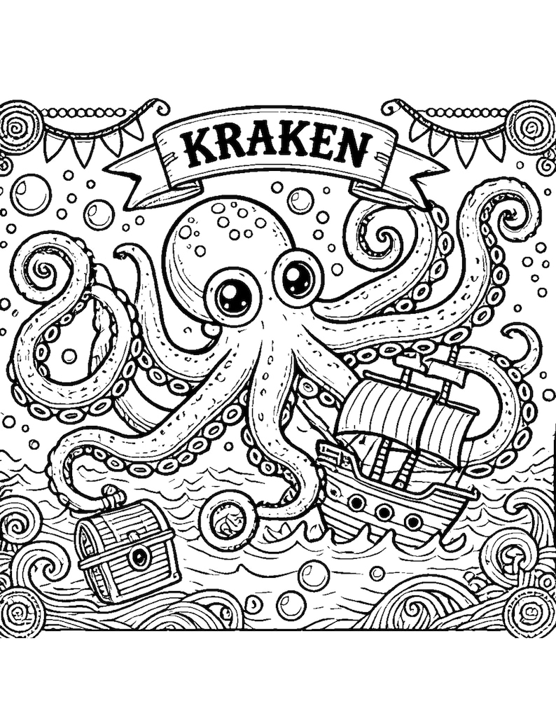 Sea Monsters Coloring Book | Instant Digital Download | Printable Pdfs ...