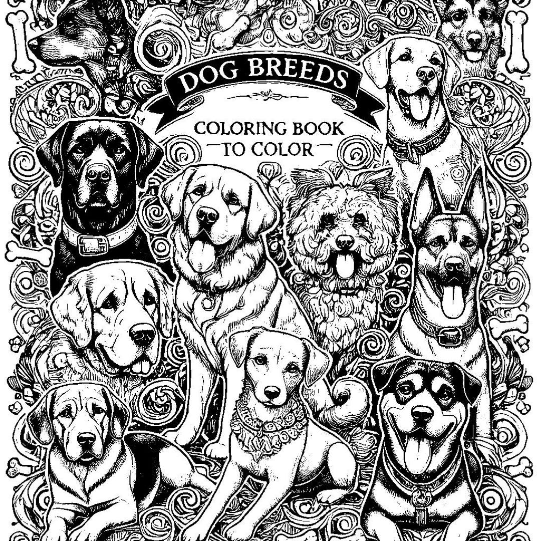 Popular Dogs Breeds Coloring Book | Instant Digital Download ...