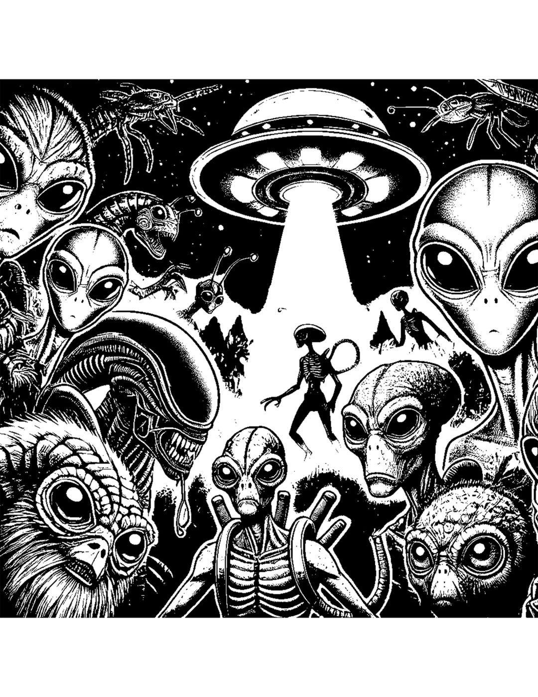 Aliens Coloring Book | 9 Conspiracy Illustrations (digital Download) - Etsy