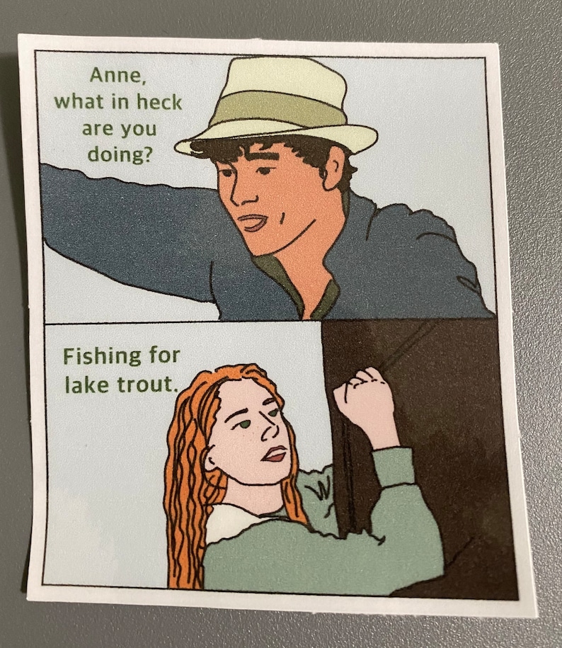 Anne of Green Gables and Gilbert Sticker (fishing for Lake Trout) - Etsy