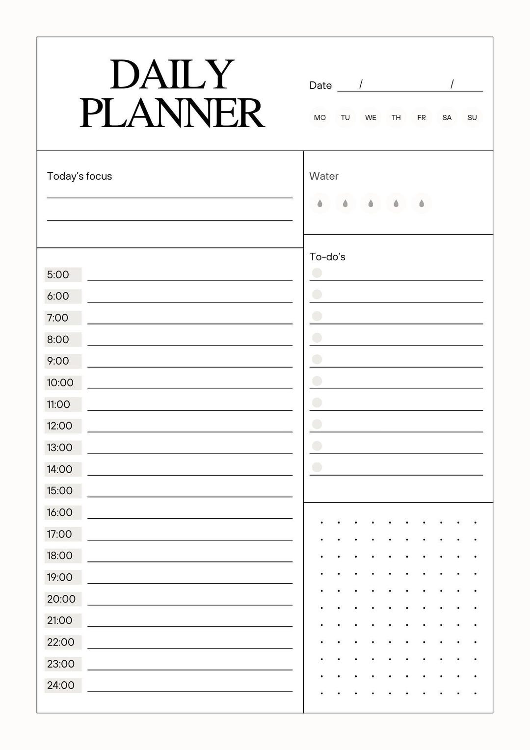 Printable Simple Daily Agenda Planner Downloadable for I0s and Android ...