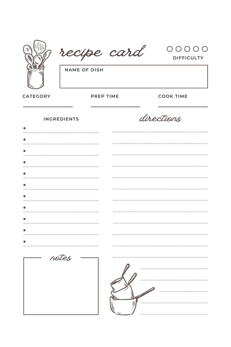 Simple Recipe Templates Printable & Digital Designs for Culinary ...