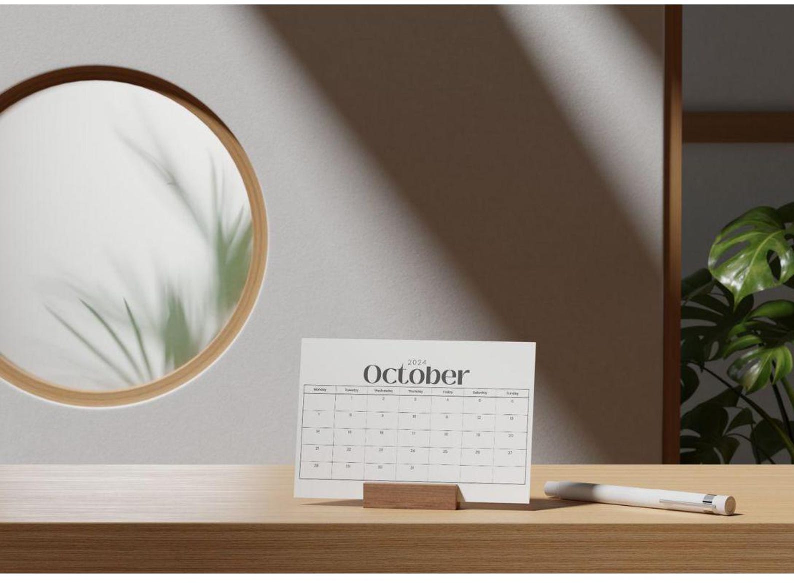 Simple and Elegant October 2024 Calendar Compatible With I0s and ...