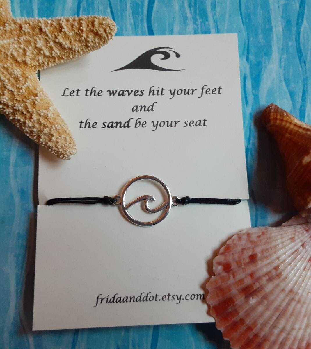 Silver wave charm bracelet beach wave bracelet ocean wave - Etsy España