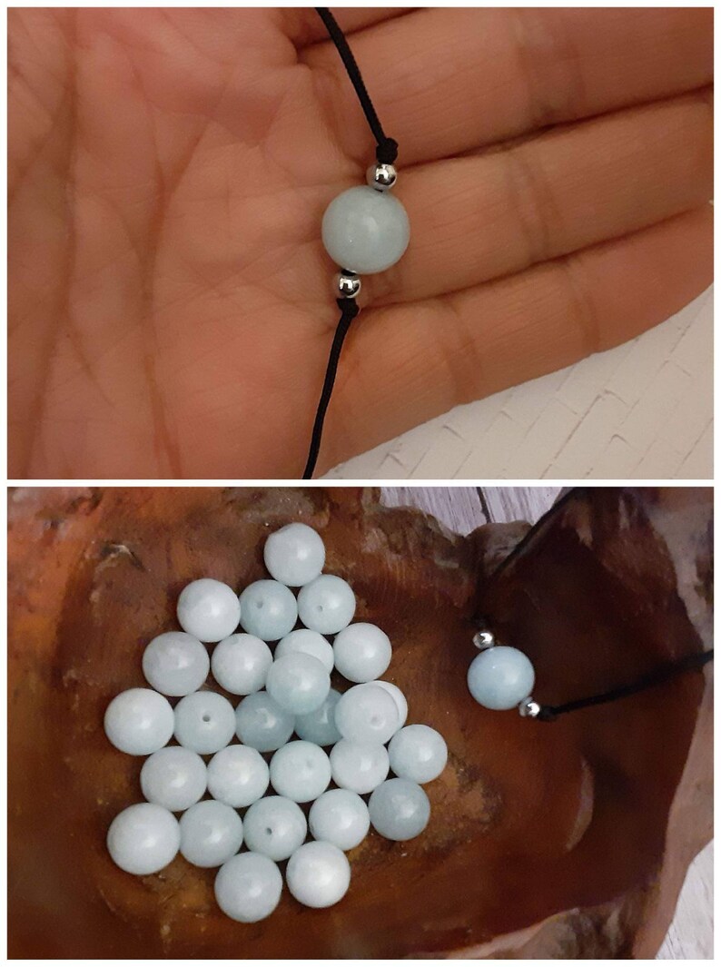 Opalite Choker Necklace: Black Cord, Stainless Steel Accents - Etsy