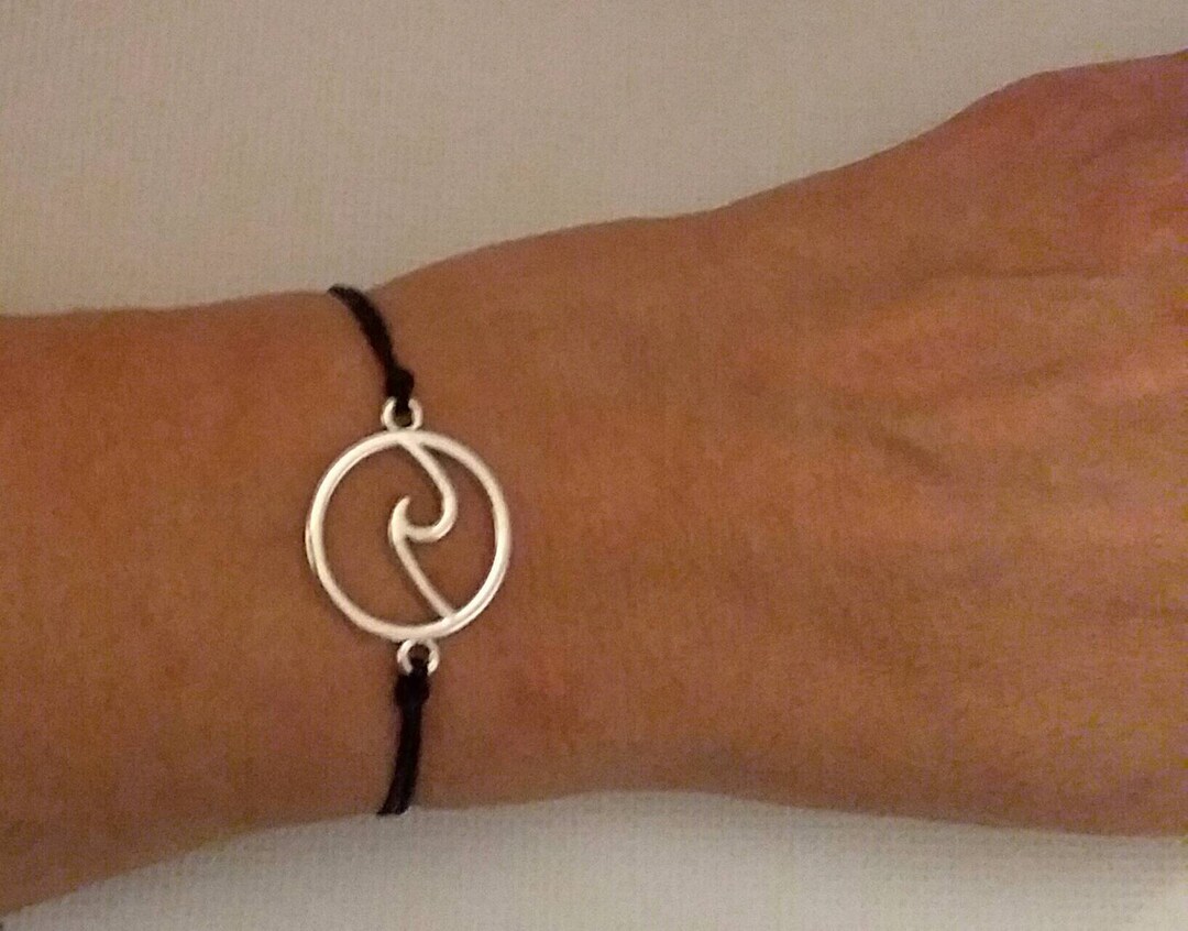 Silver Wave Charm Bracelet, Beach Wave Bracelet, Ocean Wave Bracelet ...