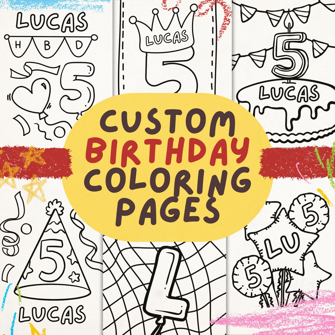 10 Happy Birthday Coloring Pages for Kids | Customizable Party Favor ...