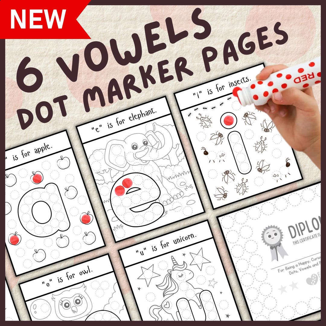 Vowels Worksheet Dot Marker Printable & Coloring Pages for Kindergarten ...