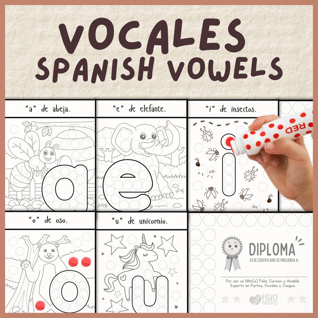 Spanish Vowel Worksheets - Dot Marker Printable Coloring Pages ...