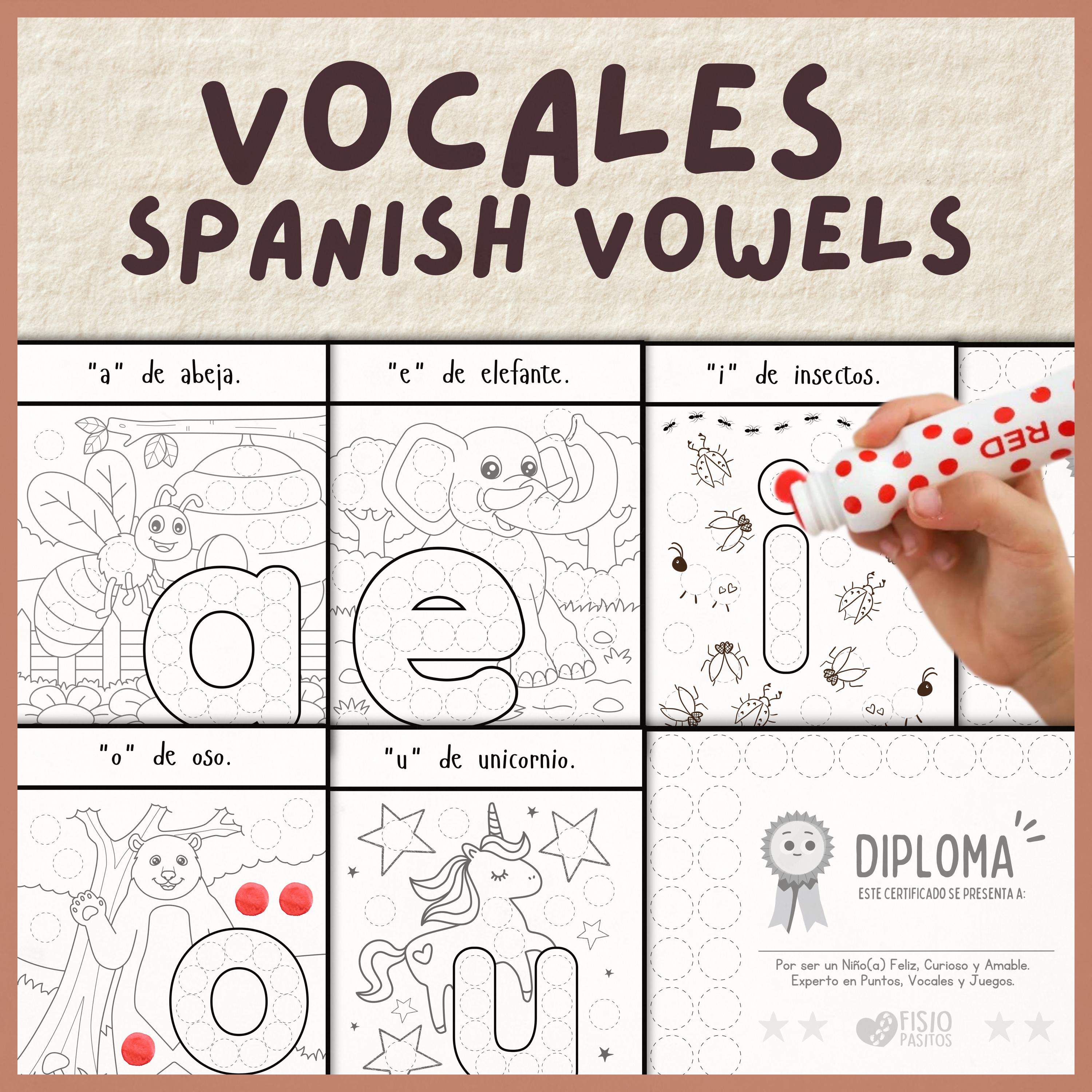 Spanish Vowel Worksheets - Dot Marker Printable Coloring Pages ...