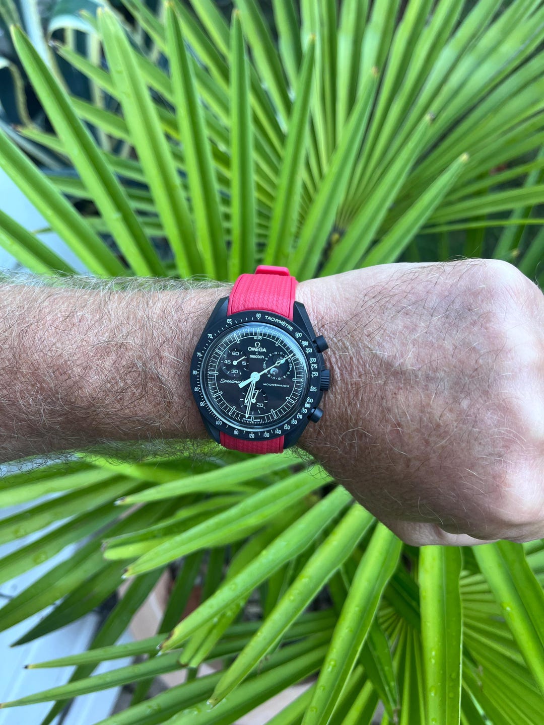 Moonswatch Omega X Swatch Speedmaster Model Red Silicone Rubber Watch ...