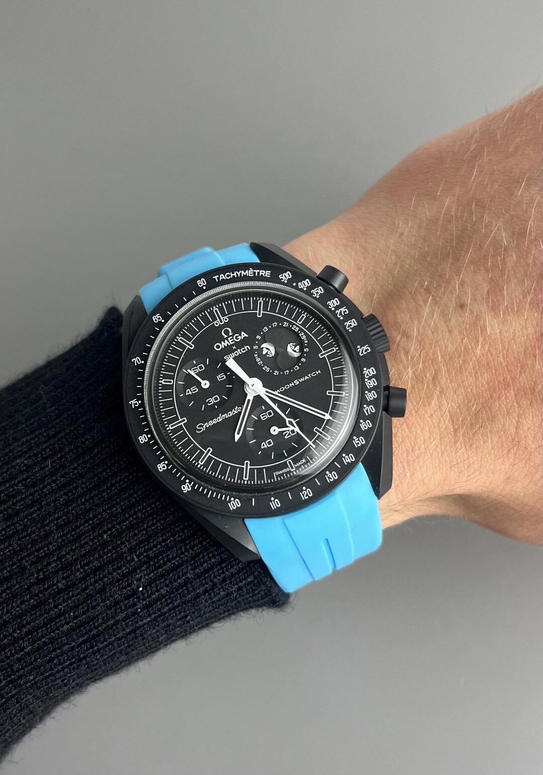 Moonswatch Omega X Swatch Speedmaster Light Blue Silicone Rubber Strap ...