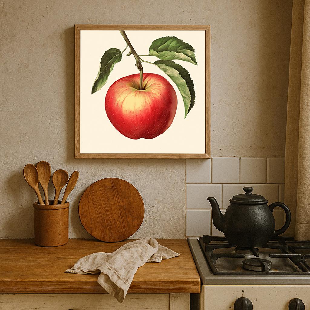 Botanical Illustration of an Apple, Digital Art, Poster, Apple, Art ...