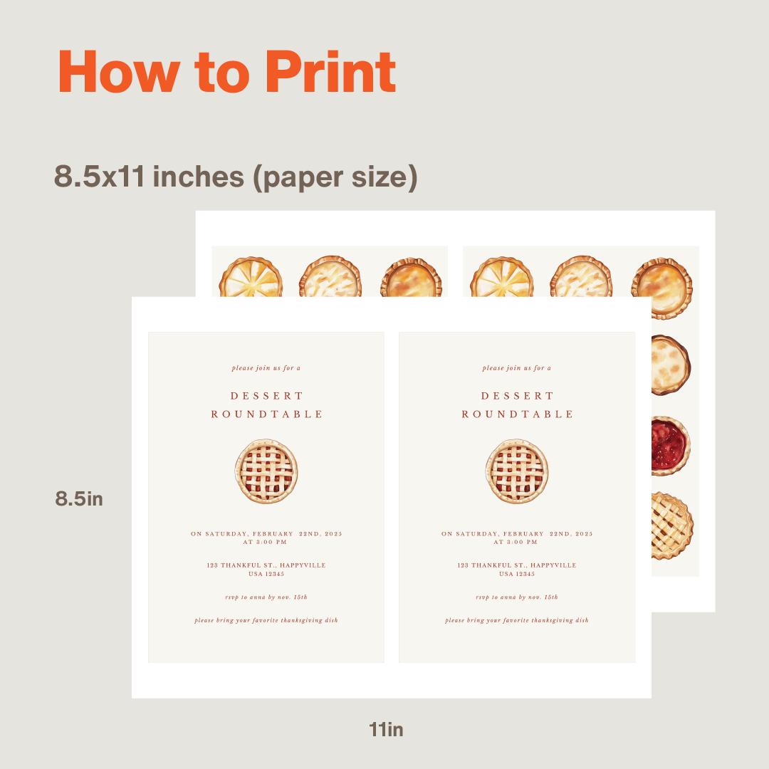 Pie Party, Pies, Dessert Party, Invitation, Dessert Invite, Desserts ...