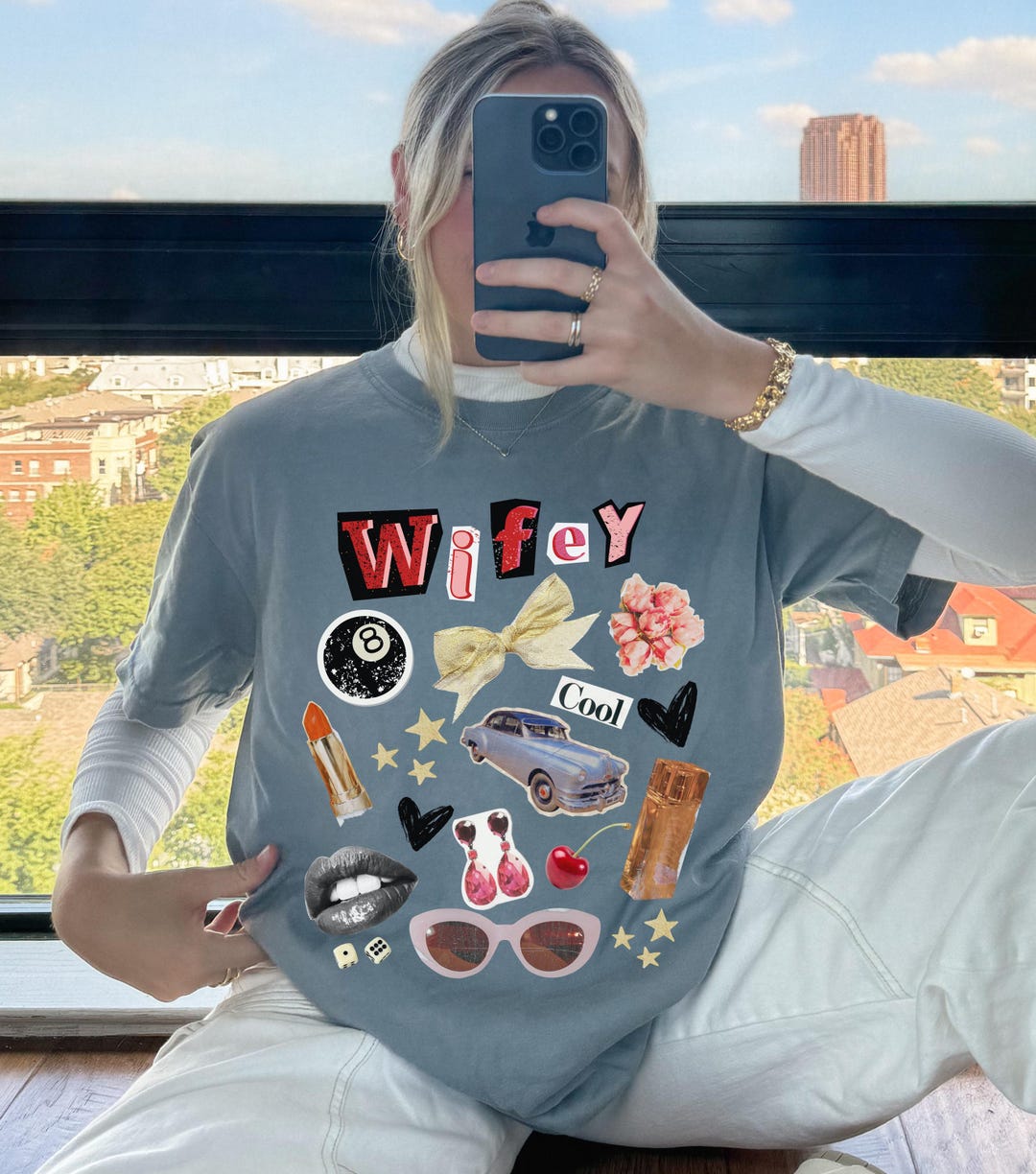 Cutecore Photo Collage Shirt, Trendy Wifey Comfort Colors T-shirt ...