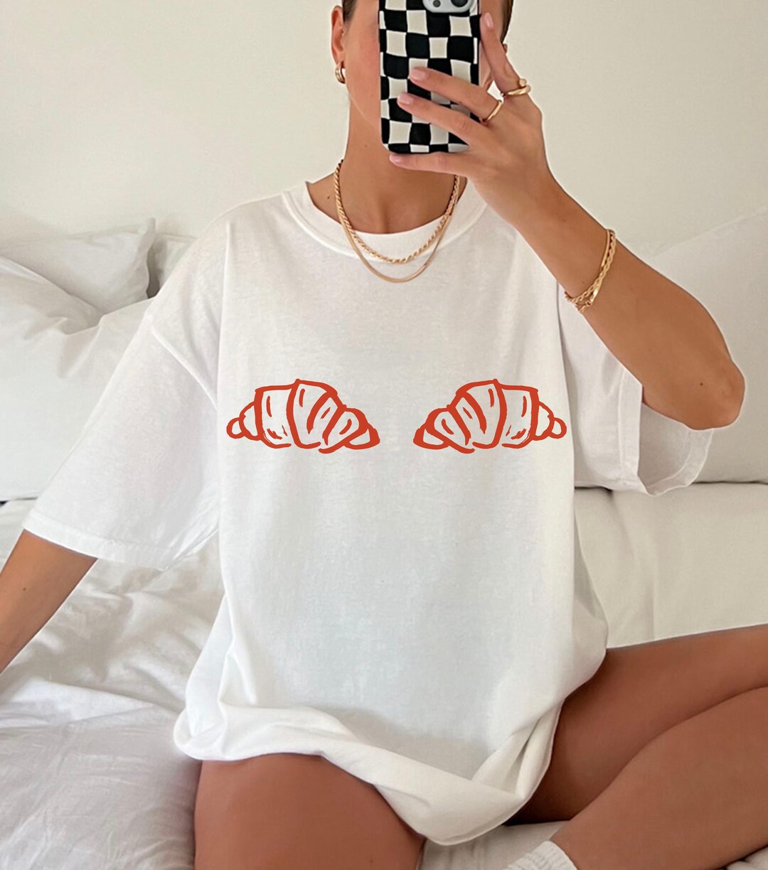 Croissant Graphic Shirt, Le Croissant Nips Aesthetic Print T-shirt Gift ...