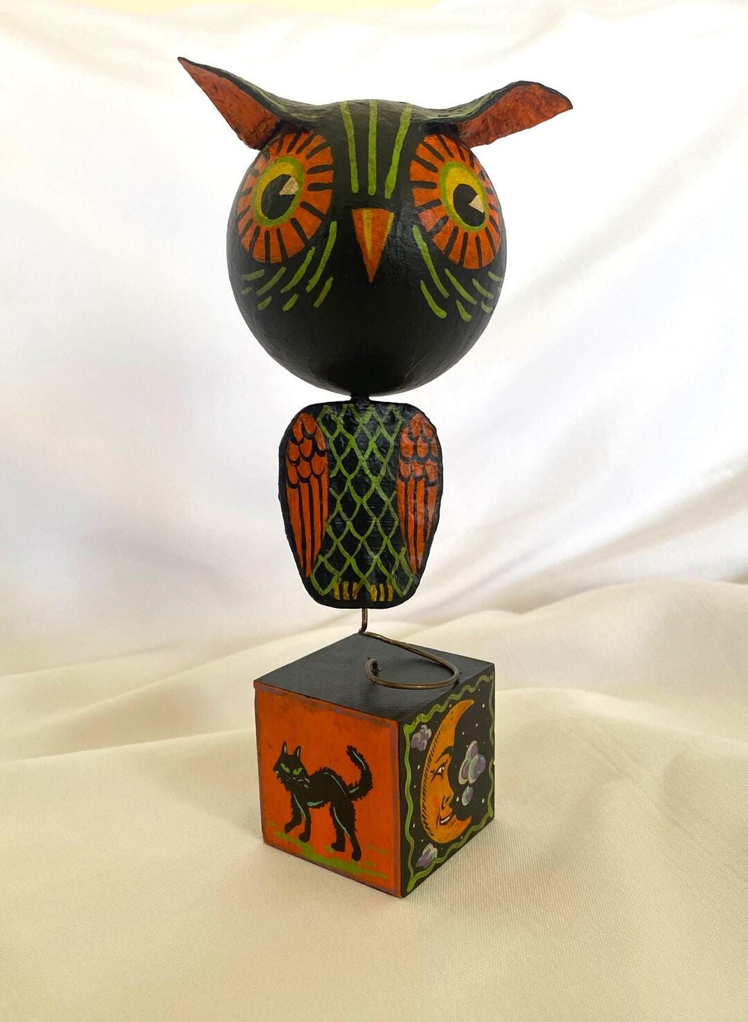 Owl Bobblehead! Fun Halloween Art by Lori Gutierrez, OOAK! - Etsy