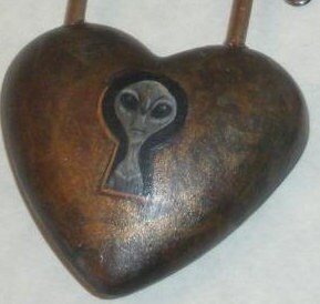 Old Padlock With Evil Alien in Keyhole OOAK Halloween Art by Lori ...