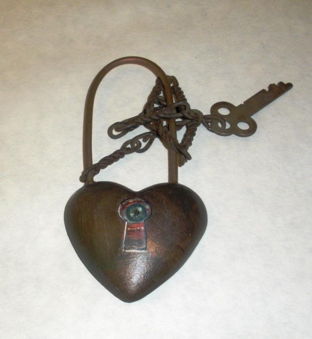 Old Padlock With Creepy Surprise in Keyhole!! OOAK Halloween Art by ...