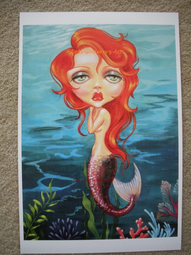 Mermaid Art by Lori Gutierrez! Mermaid Vixen, Ravishing Red Hair ...