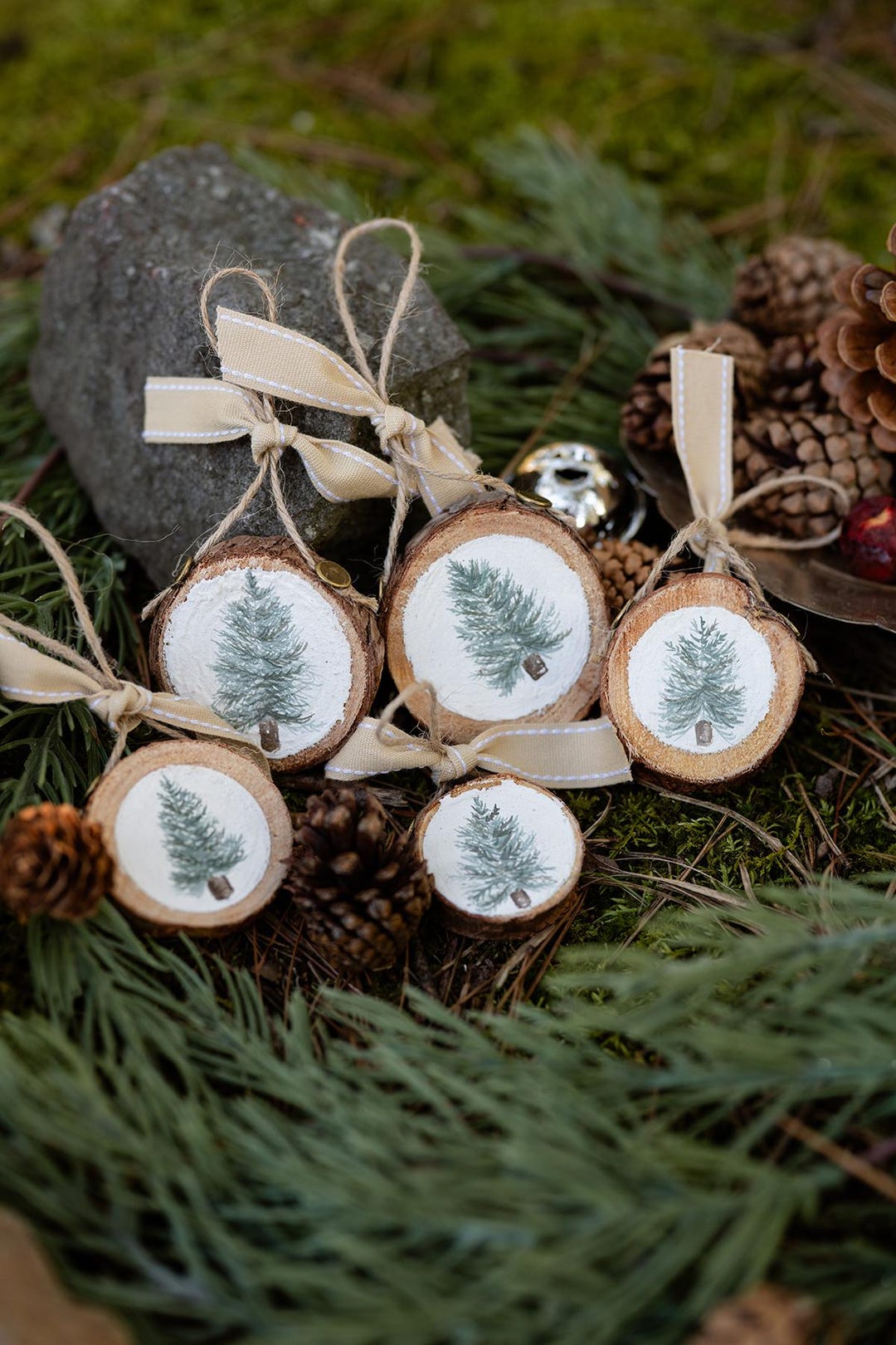 Watercolor Ornaments - Set of 5 Christmas Trees - Wood - Etsy