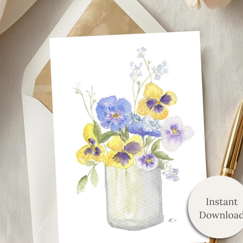 Handpainted Botanical Card - Etsy