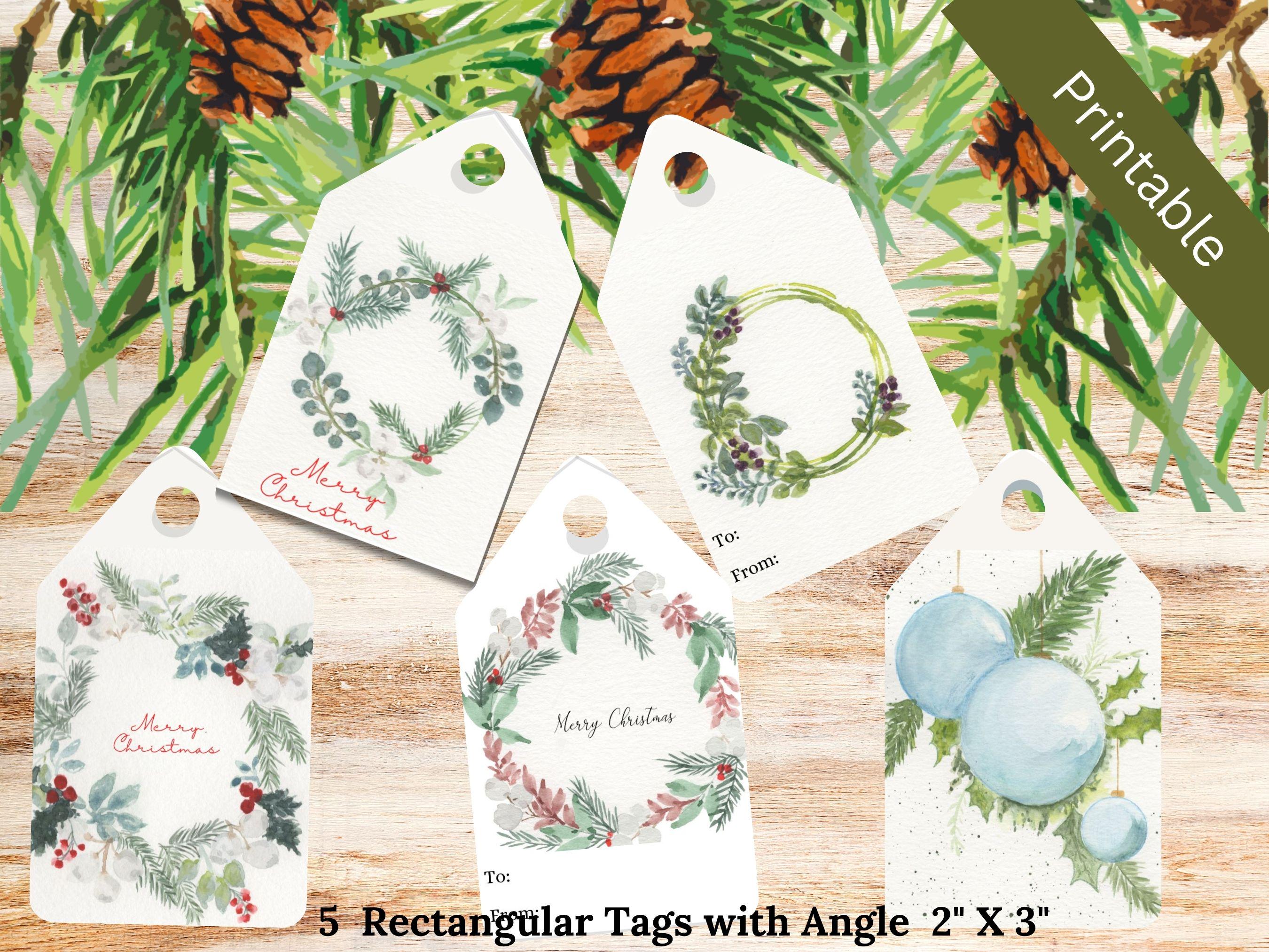 Printable Christmas Gift Tags, Variety Set of 8 Traditional Watercolour ...