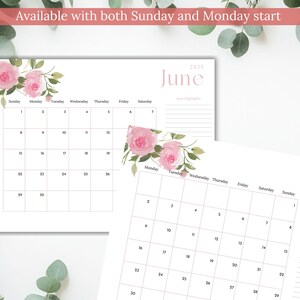 2025 Watercolor Floral Calendar Printable: Plan Ahead With Sunday or ...