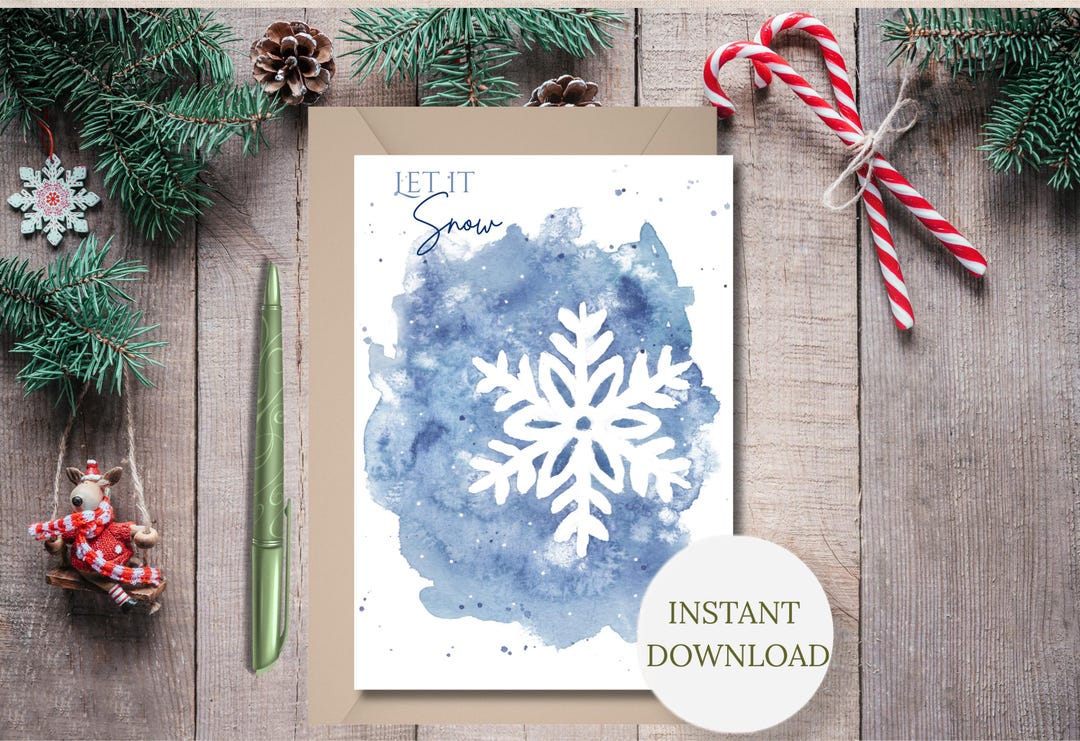 Printable Winter Wonderland Watercolor Christmas Card for Friends ...